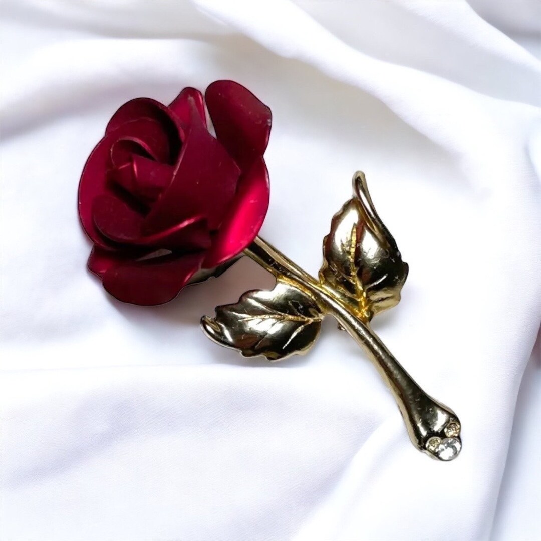 Vintage Rare Disney Beauty and the Beast Enchanted Red Rose Brooch Pin ...