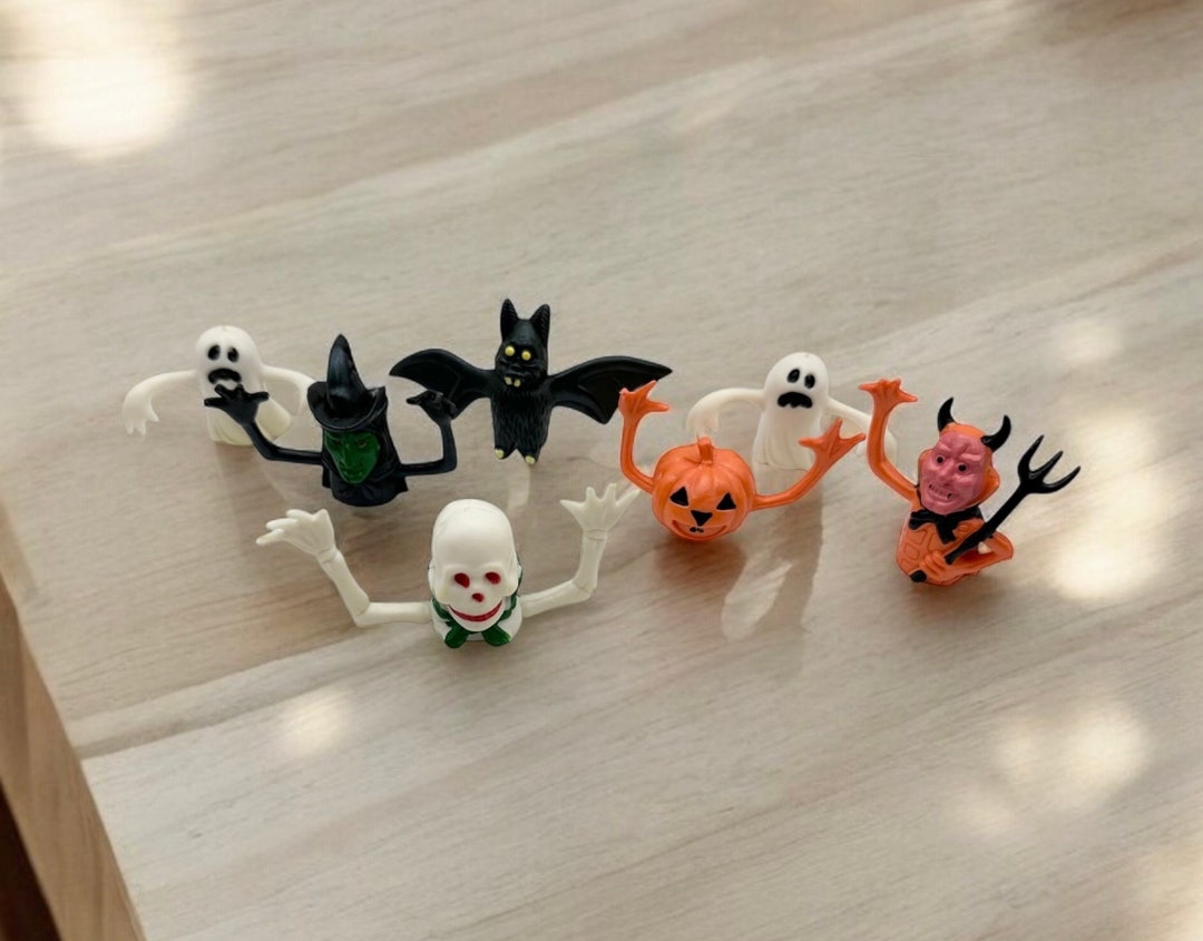 Vintage Halloween Rubber Monster Finger Puppets Ghost Witch Devil Bat ...