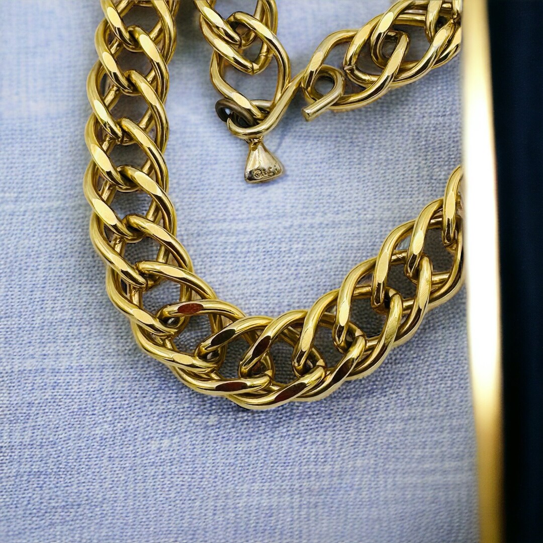 Vintage Liz Claiborne LCI Long Gold Tone Metal Chain Necklace 38 Long ...