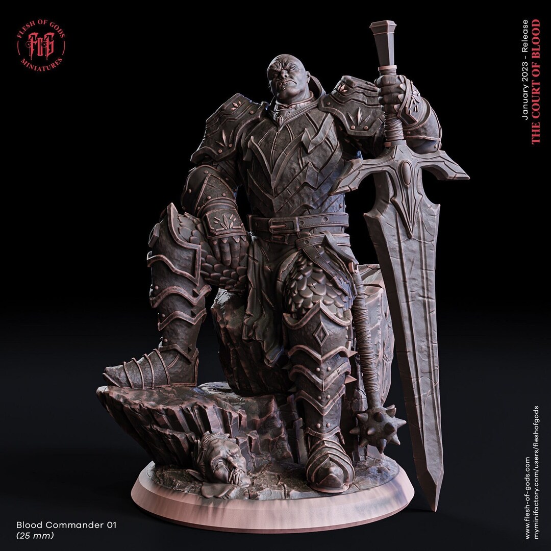 Blood Commander, Human Barbarian Flesh of Gods RESIN Goliath Human ...