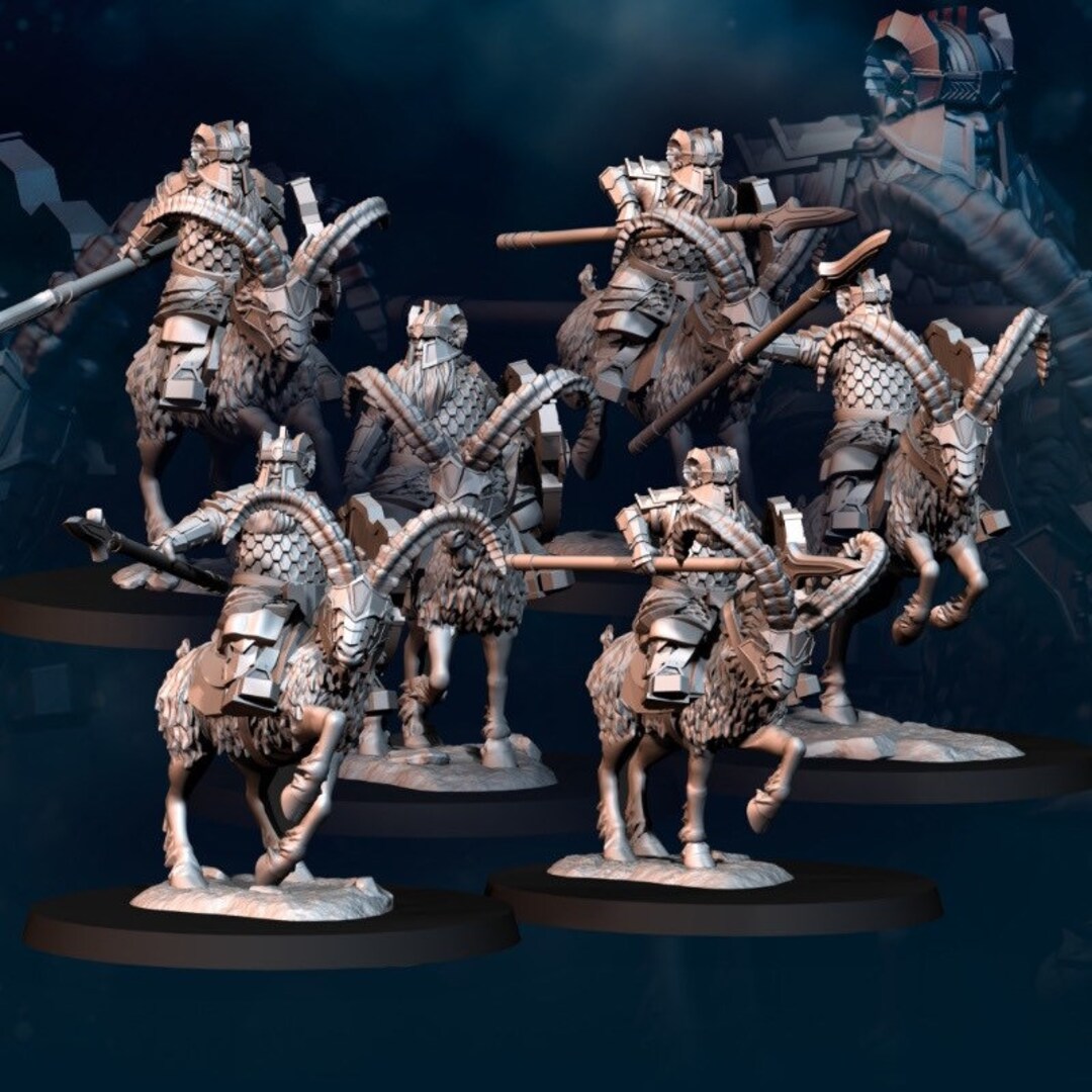Silver Goat Dwarf Cavalry | Davale Games | RESIN | Lord of the Rings ...