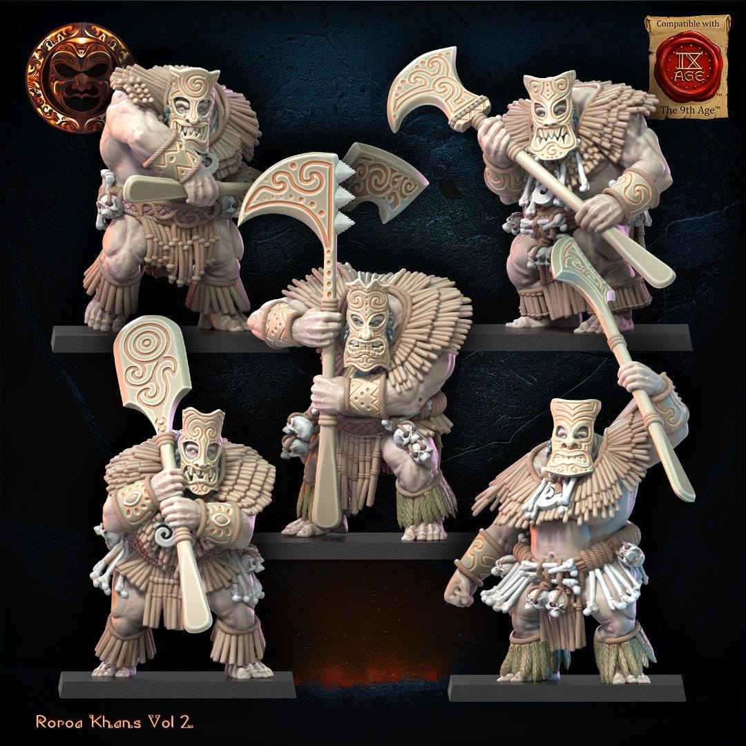 Roroa Tiki Ogre Warband | Lost Kingdom Miniatures | RESIN | Maori Ogres ...