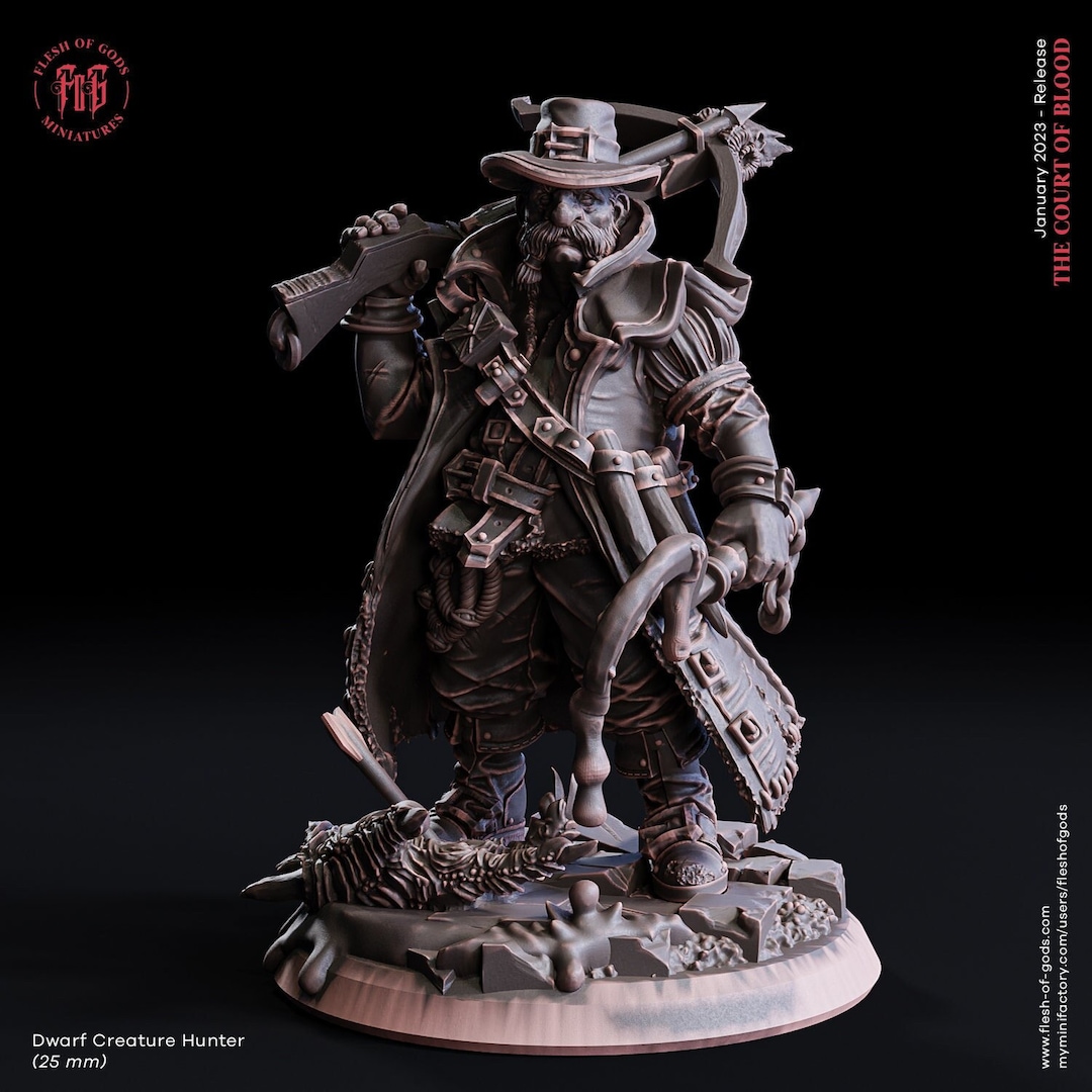 Dwarf Monster Hunter | Flesh of Gods | RESIN | Warrior | Ranger | Human ...