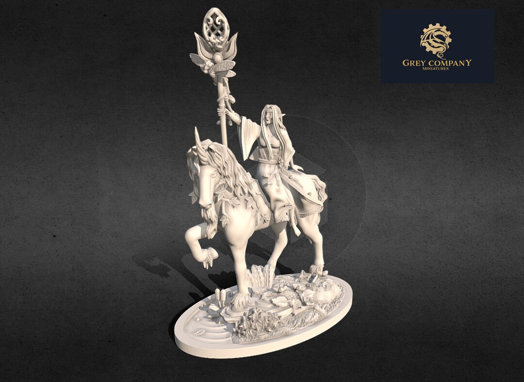 Wood Elves Mage on Unicorn | Holo Miniatures | RESIN | Forest Elven ...