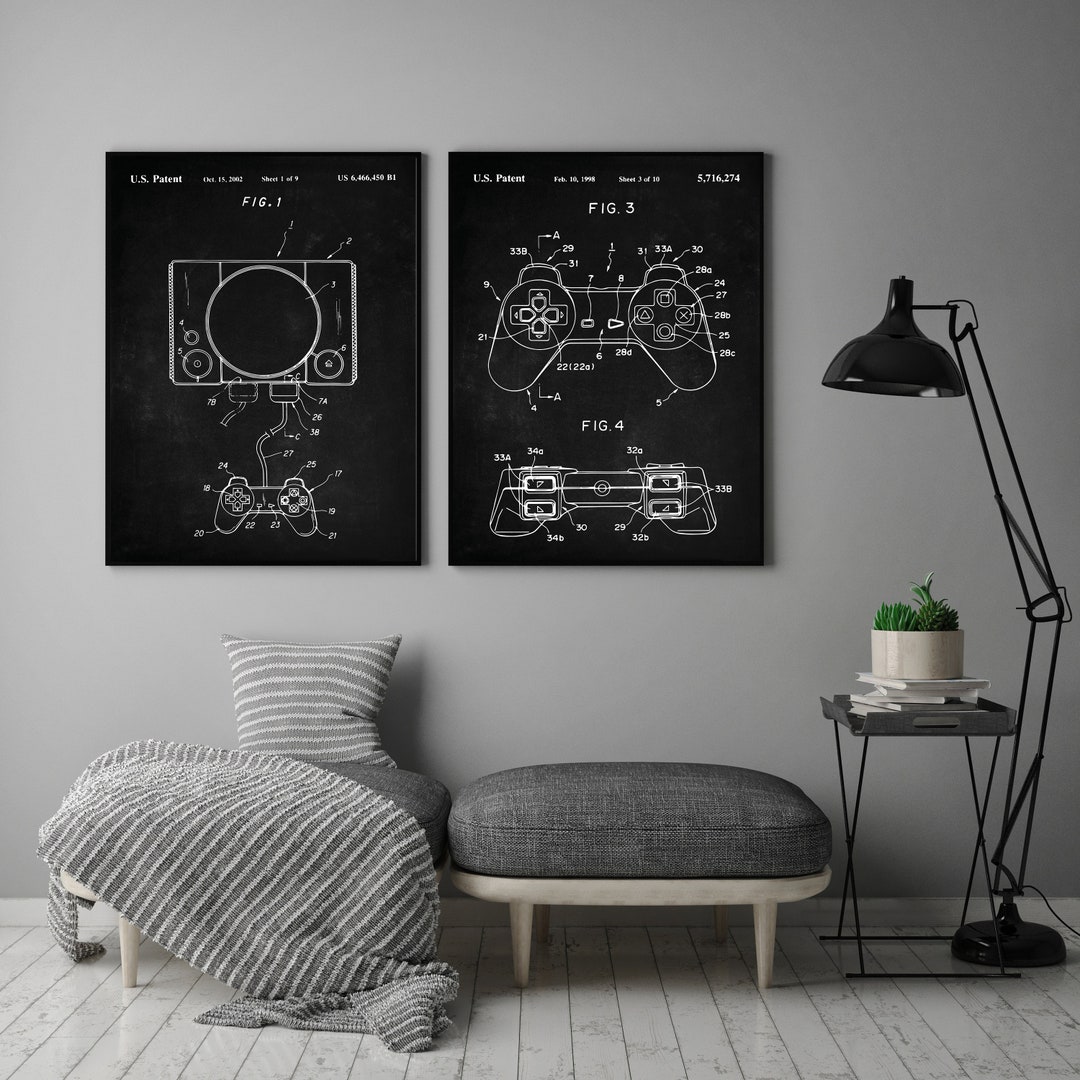 Playstation Patent Set of 2, Video Game Art, Video Game Poster ...