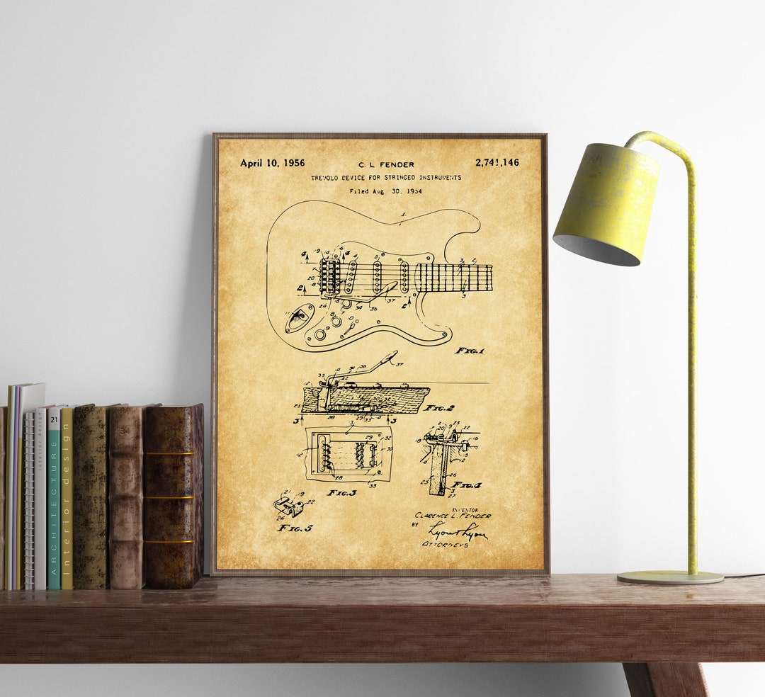 1956 Fender Guitar Patent Print, Fender Guitar Poster, Rock Band Guitar ...