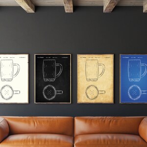 Beer Mug Patent Print, Beer Glass Poster, Beer Wall Art, Beer Mug Decor ...