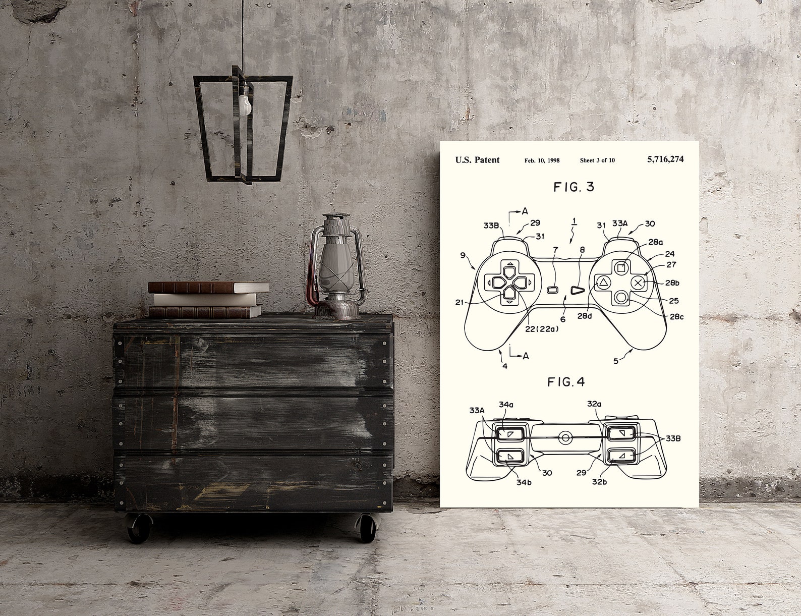 Gaming Controller Patent Print Playstation Poster Gamer - Etsy