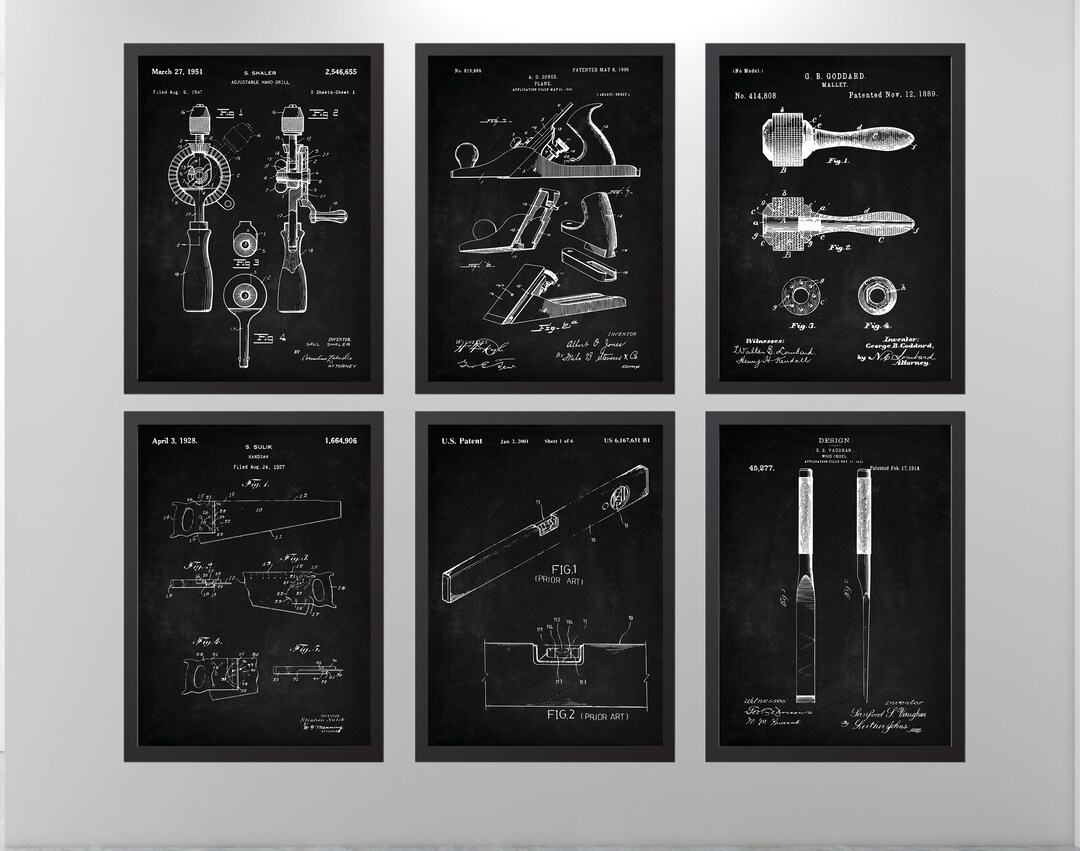 Tool Patent Print Set of 6, Carpenter Posters,workshop Poster, Handsaw ...
