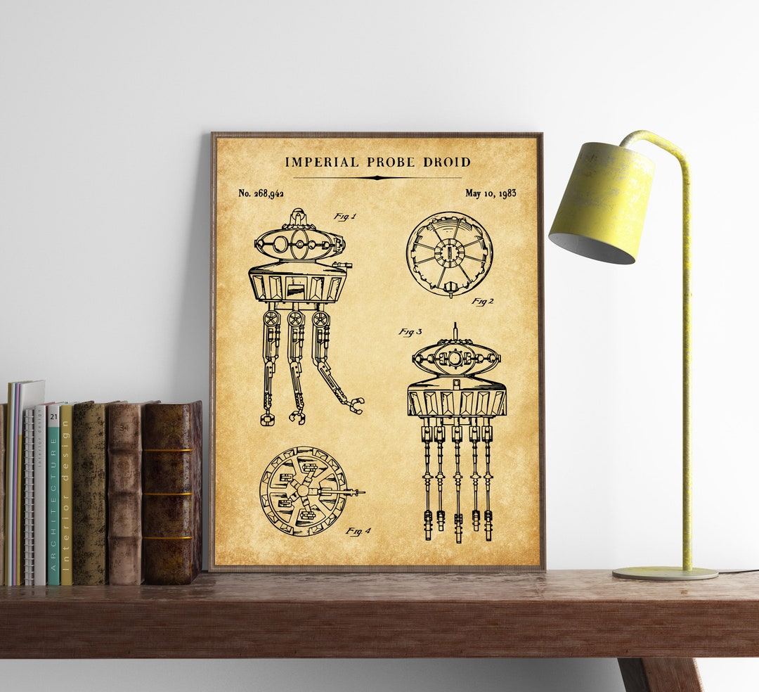 Star Wars Imperial Probe Droid Blueprint Art, Probe Droid Poster, Star ...