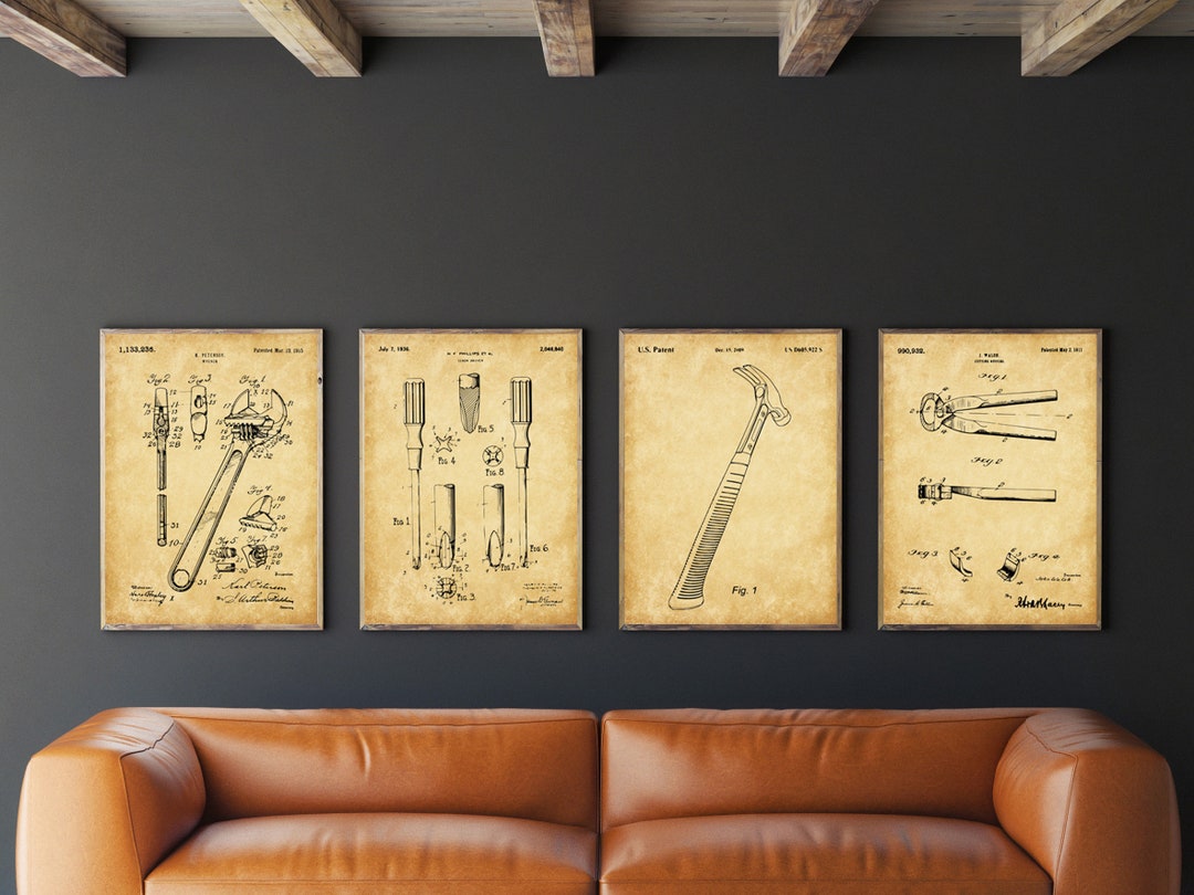 Tool Patent Print Set of 4, DIY Tool Posters, Workshop Poster ...