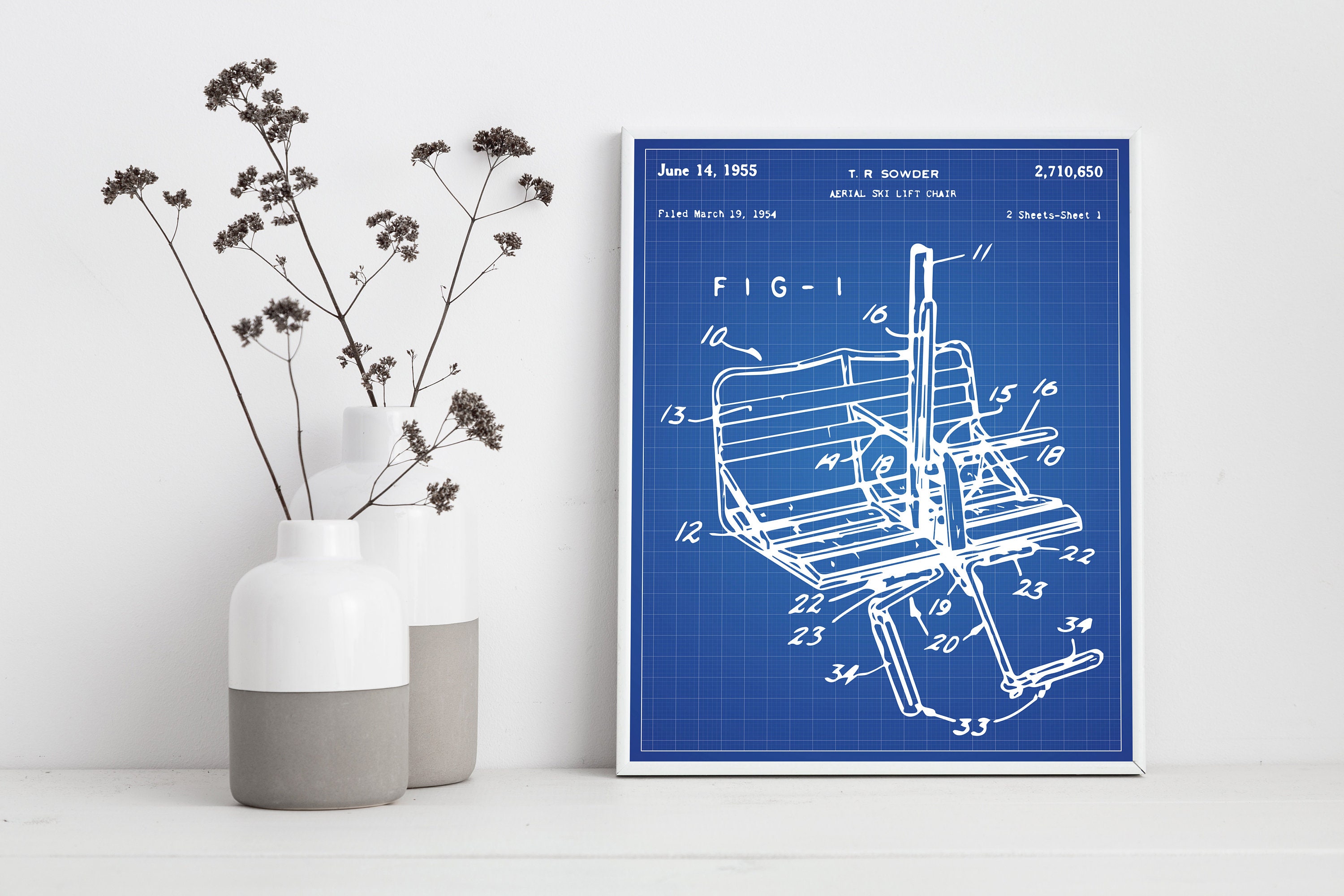 Ski Lift Patent Print Vintage Chair Lift Art Poster - Etsy