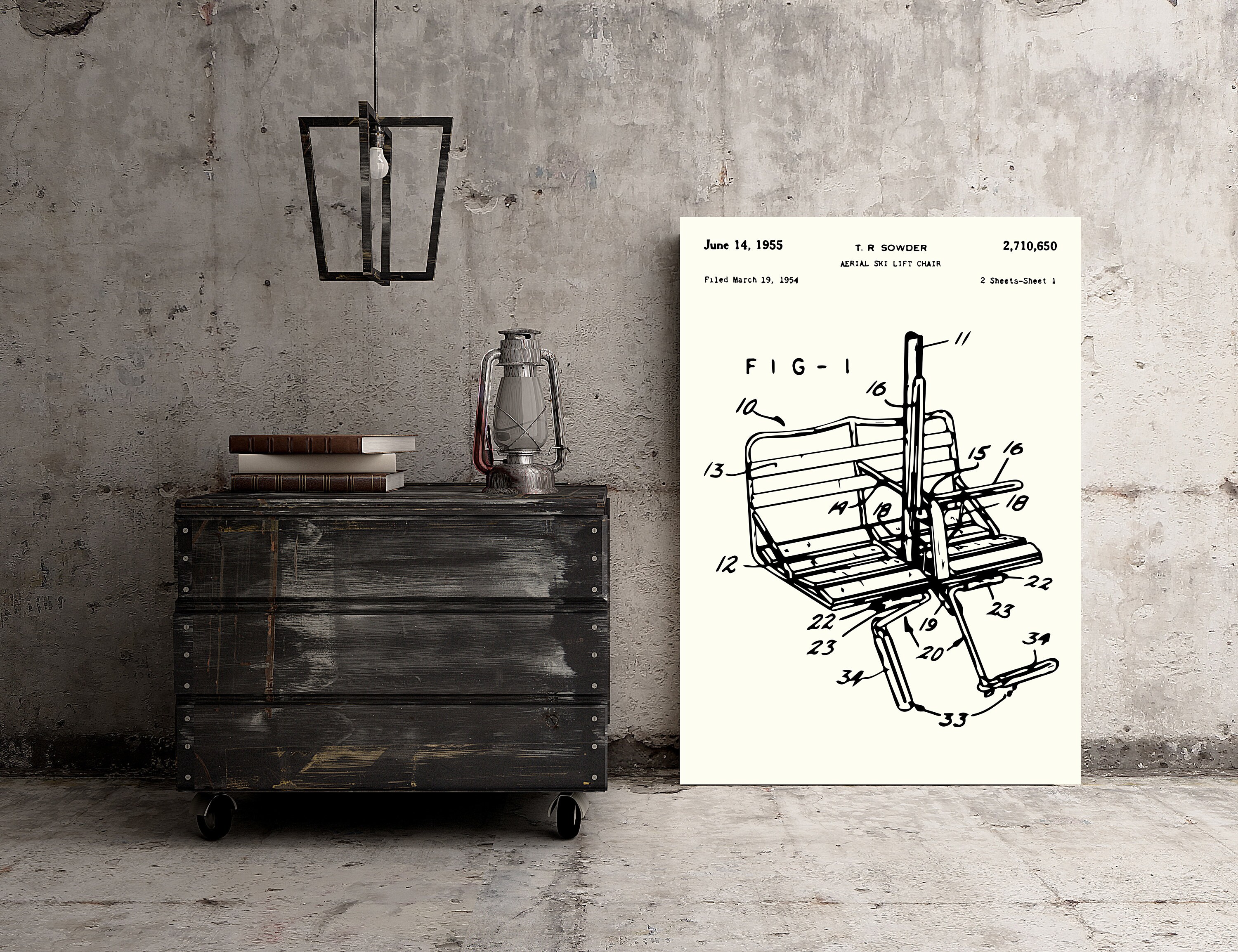 Ski Lift Patent Print Vintage Chair Lift Art Poster - Etsy