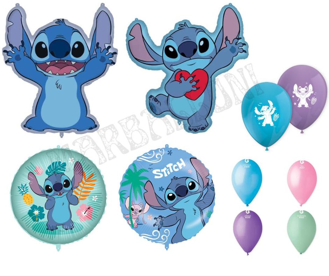 Lilo & Stitch Foil Balloons Set: Supersized, Round, Printed Balloons ...