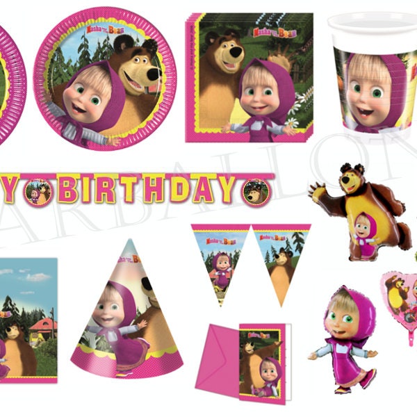 Masha and the Bear Party Supplies - Etsy