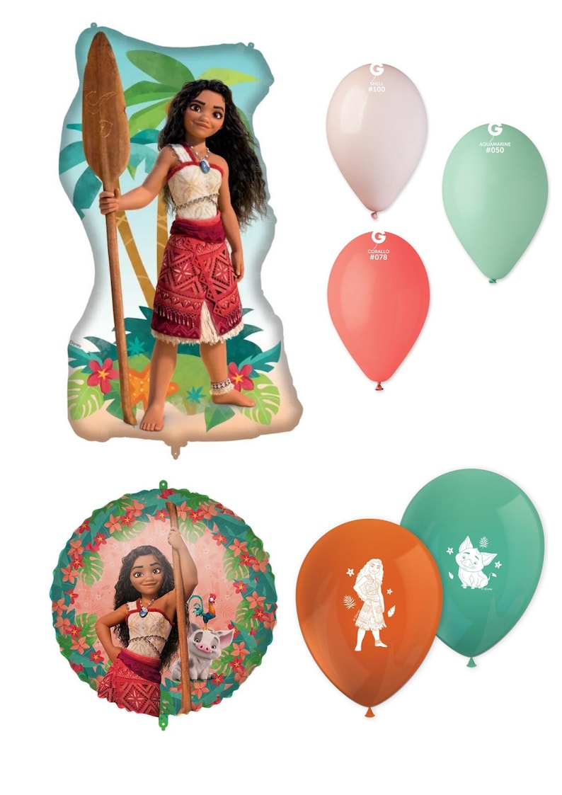 Moana Foil Balloons Set: Supersized, Round, Printed Balloons Party ...