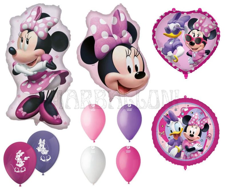 Minnie Mouse Foil Balloons Set: Supersized, Round, Printed Balloons ...