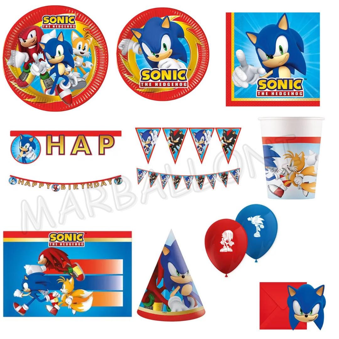 Sonic Hedgehog Birthday Party Supplies: Plates, Cups, Balloons, Napkins ...