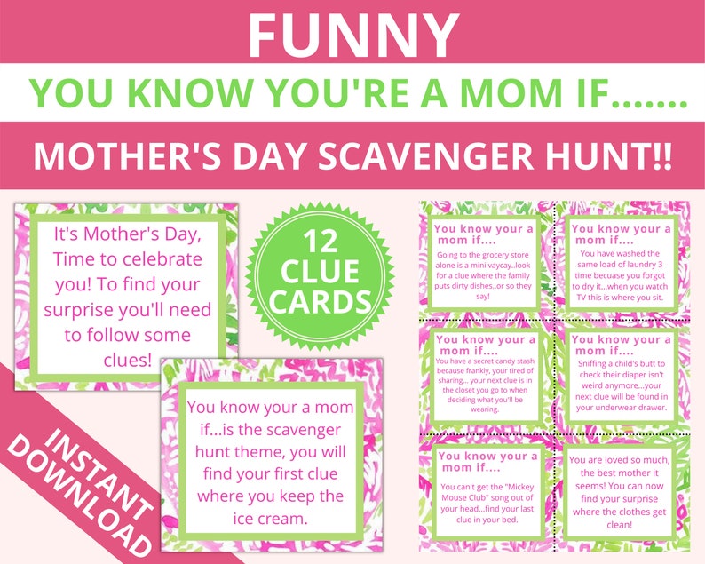 Mother's Day Scavenger Hunt, Mom's Birthday Surprise, Mother's Treasure ...