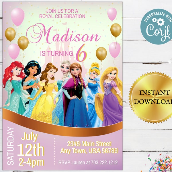 Princess Belle Invitation Template - Etsy