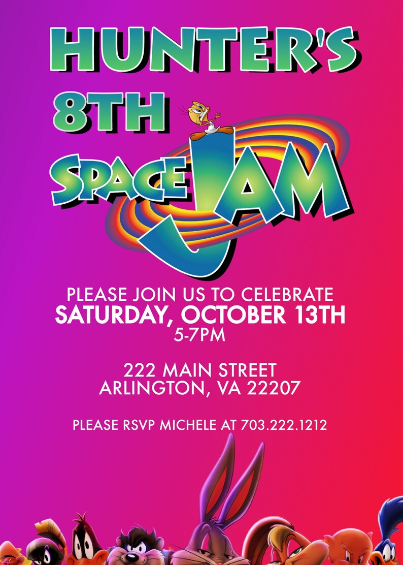 Space Jam 2 Birthday Invitation Space Jam A New Legacy - Etsy