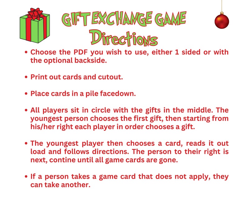 Christmas Gift Exchange Game Christmas Party Game White - Etsy