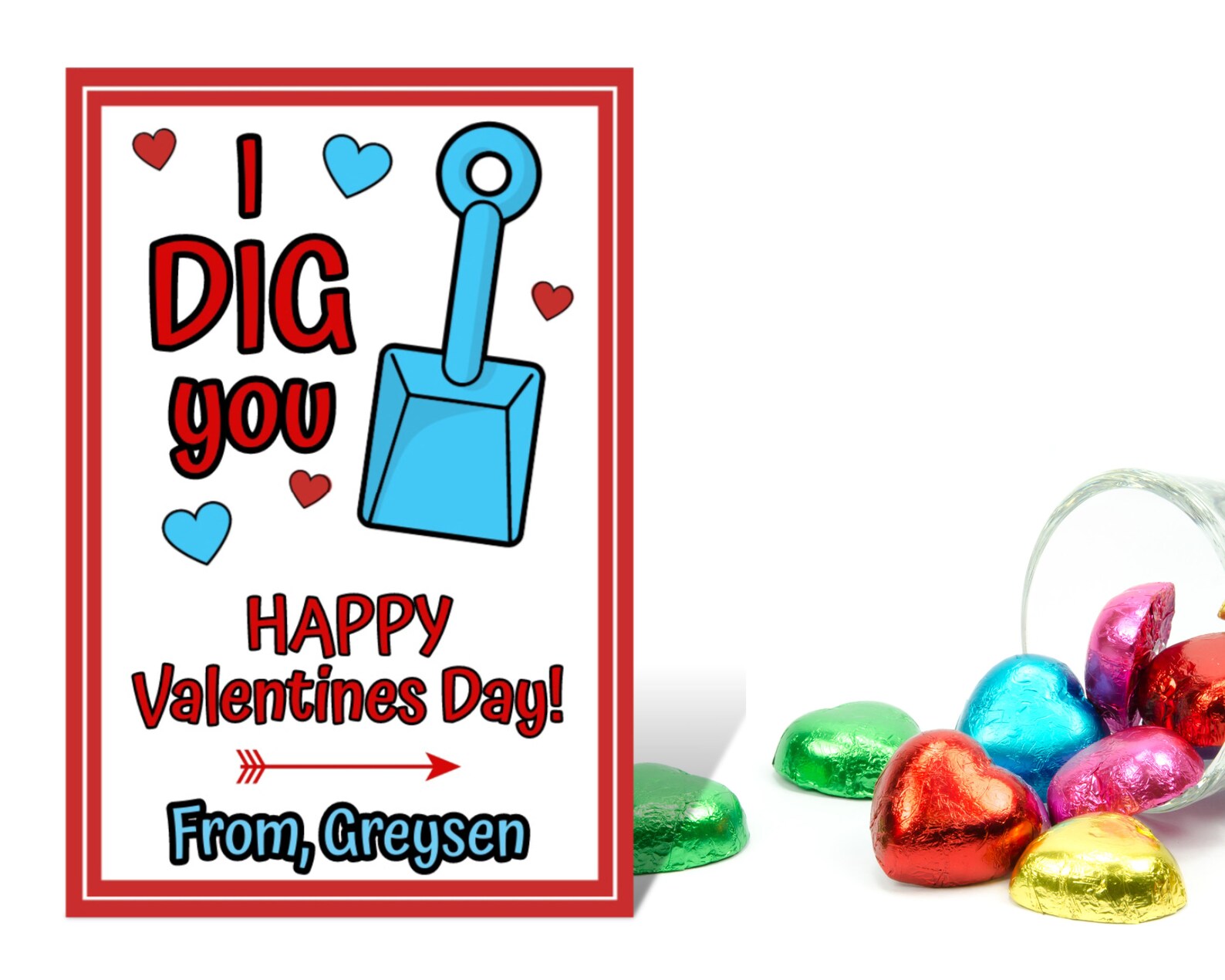 I Dig You Valentines Printable Valentine's Day Label, Kids Valentine ...