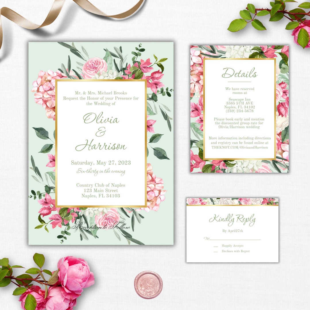Wildflower Summer Wedding Invitation Set, Whimsical Floral Invitation ...