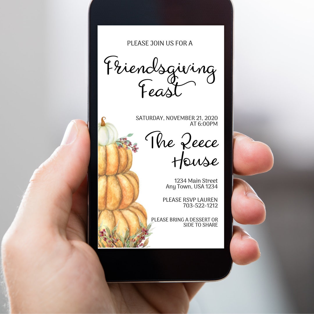 Friendsgiving Dinner Electronic Invitation, Thanksgiving Digital ...