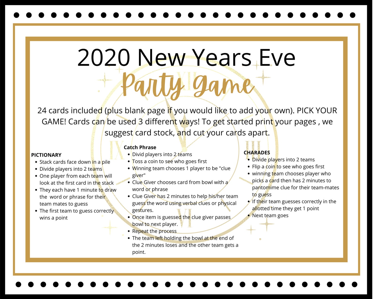 INSTANT DOWNLOAD Printable New Year's Game New | Etsy