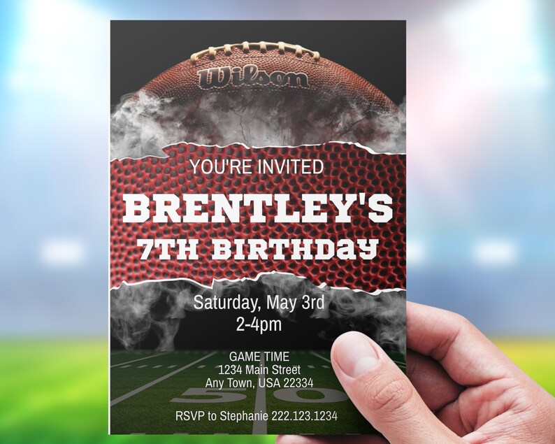 Football Party Invitation, Football Birthday Invitation Printable ...