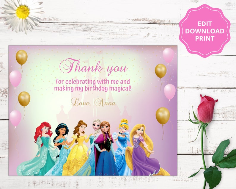 Princess Thank You Card / Princess Thank You Note/instant - Etsy