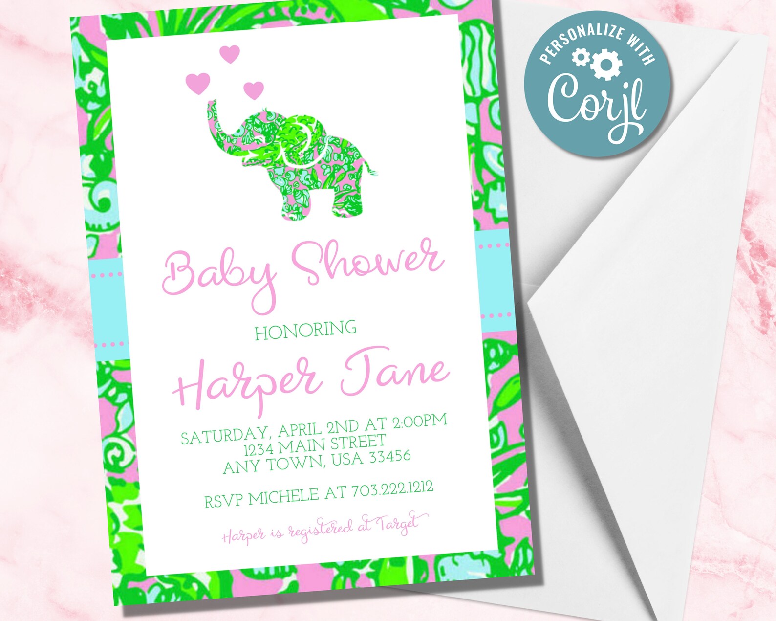 Baby Shower Invitation It's a girl baby Shower Preppy | Etsy