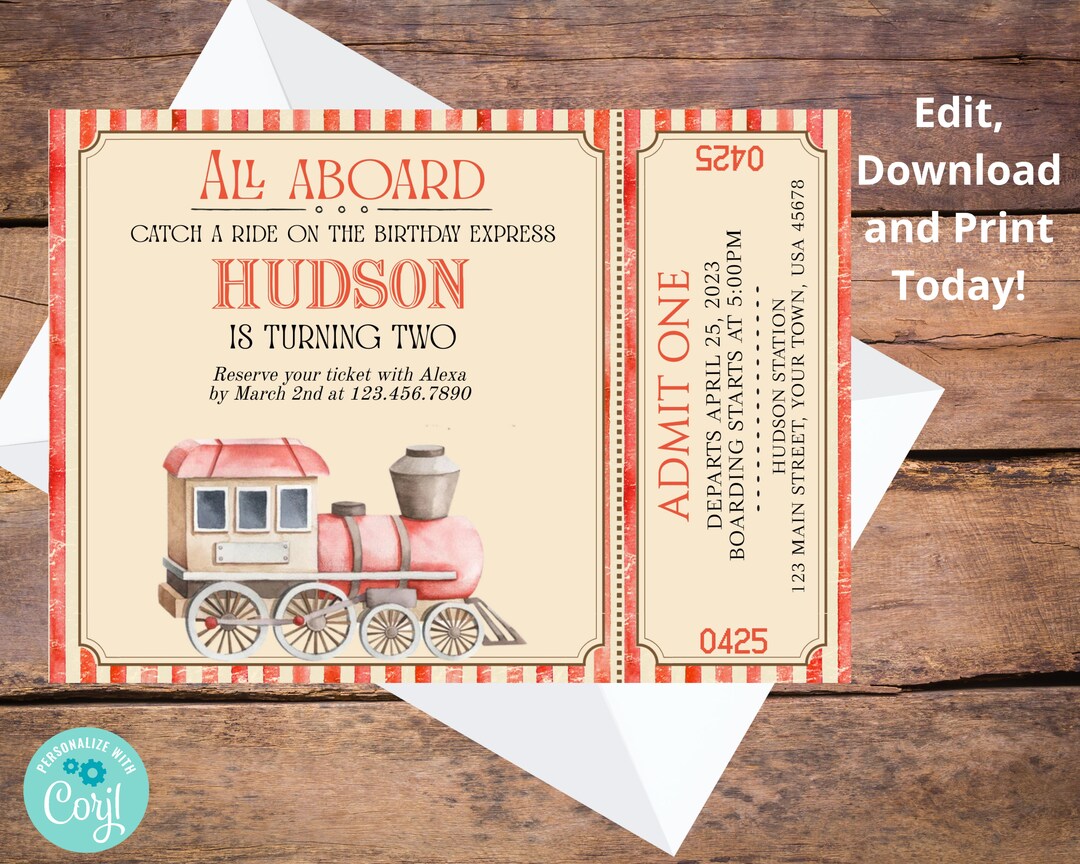 Train Birthday Invitation, Train Invitation, Train Party, Train ...