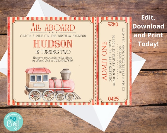 Train Birthday Party Invitations Diy