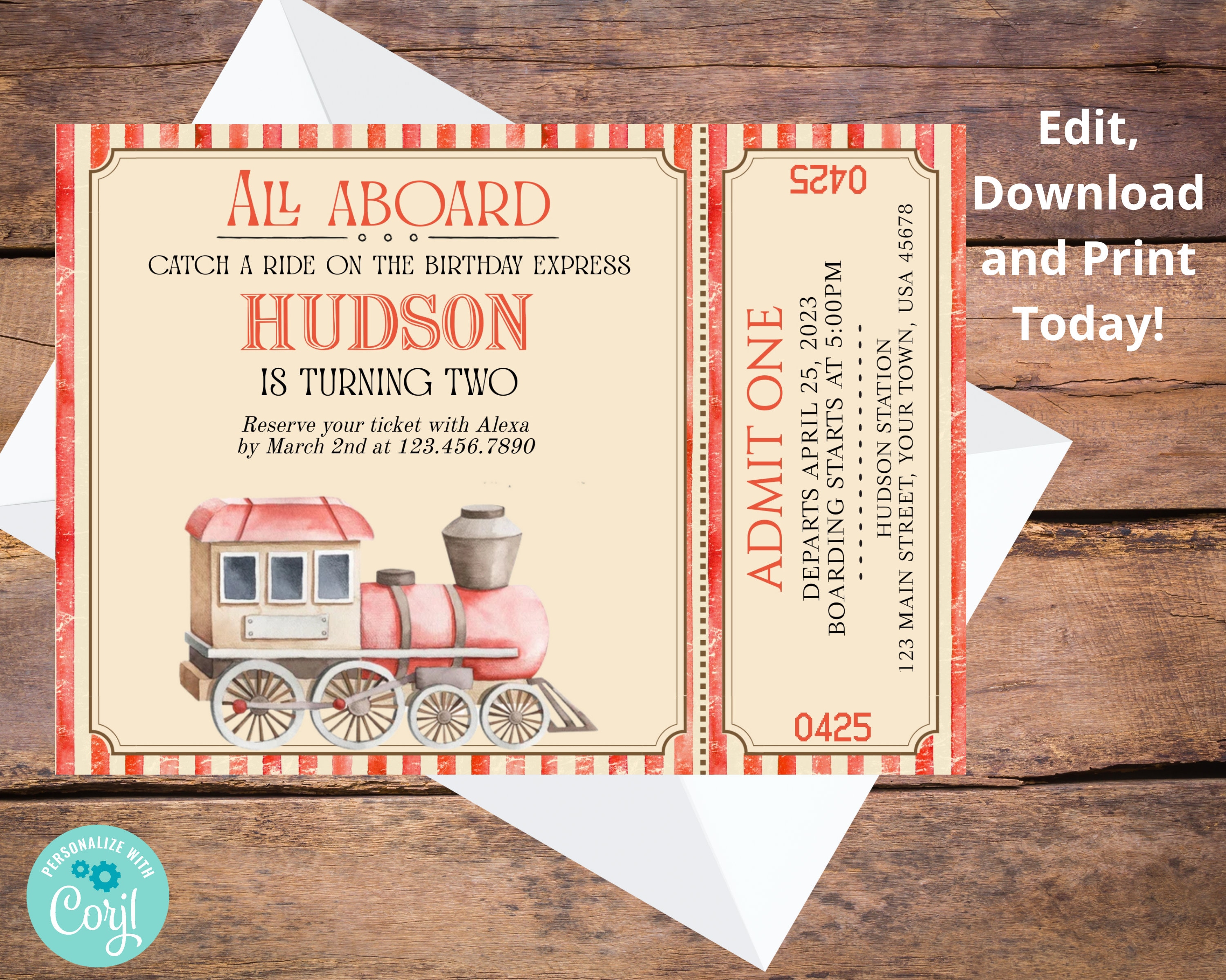 Train Ticket Invitation Template