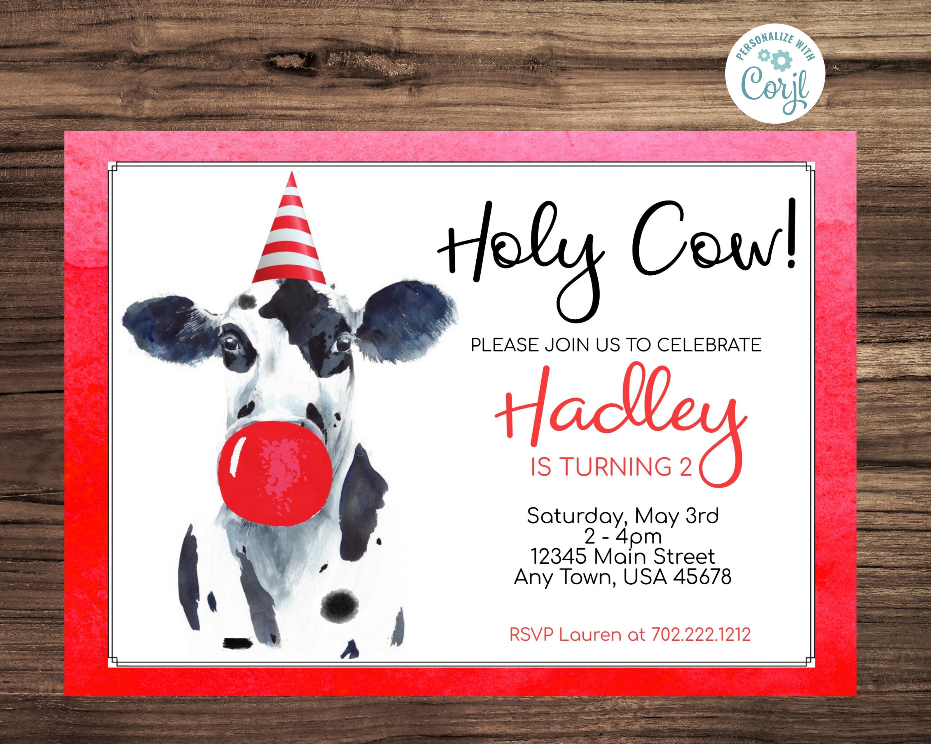Cow Birthday Invitation Templates Free