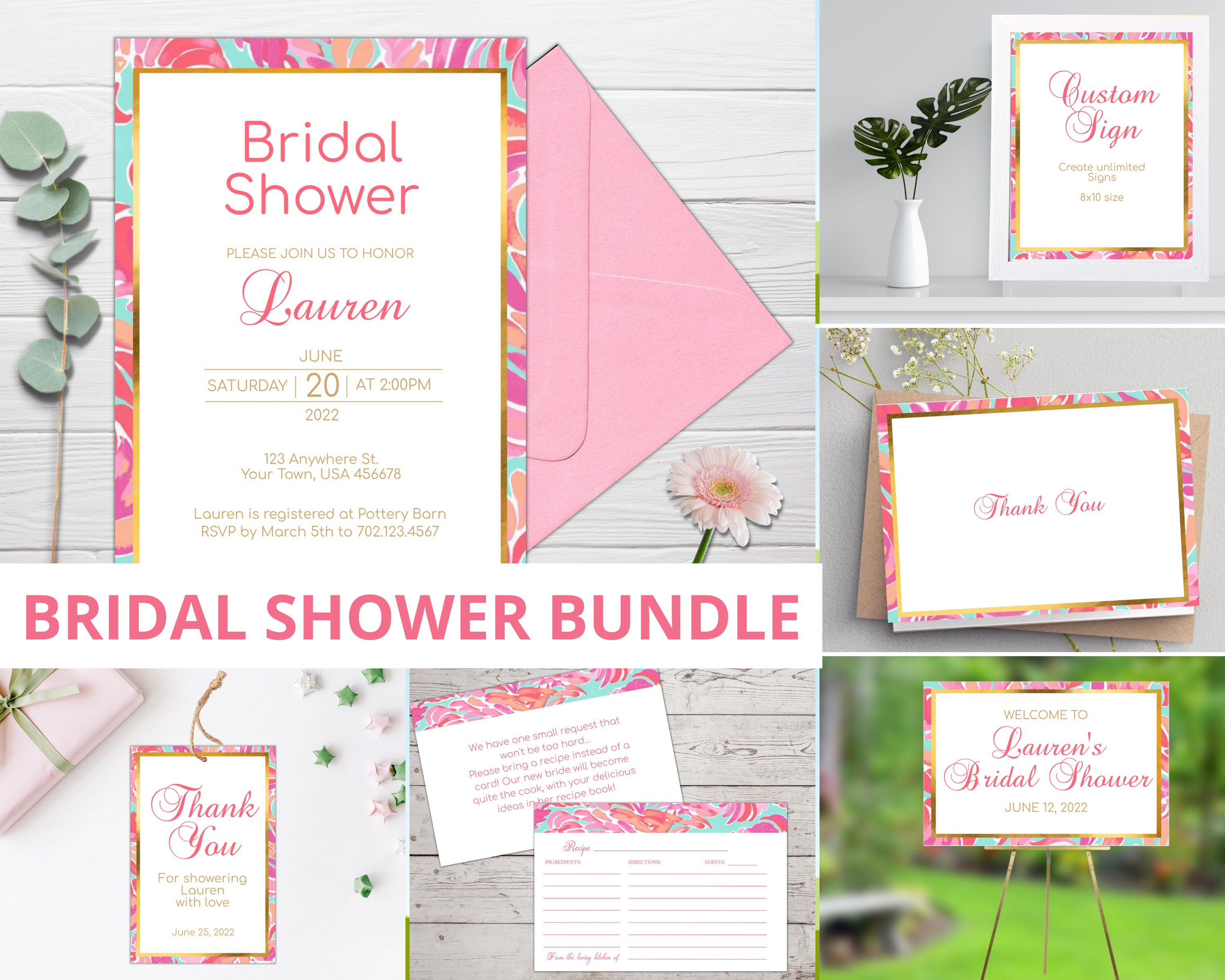 Bridal Shower Bundle Tropical Bridal Shower Preppy Bridal - Etsy