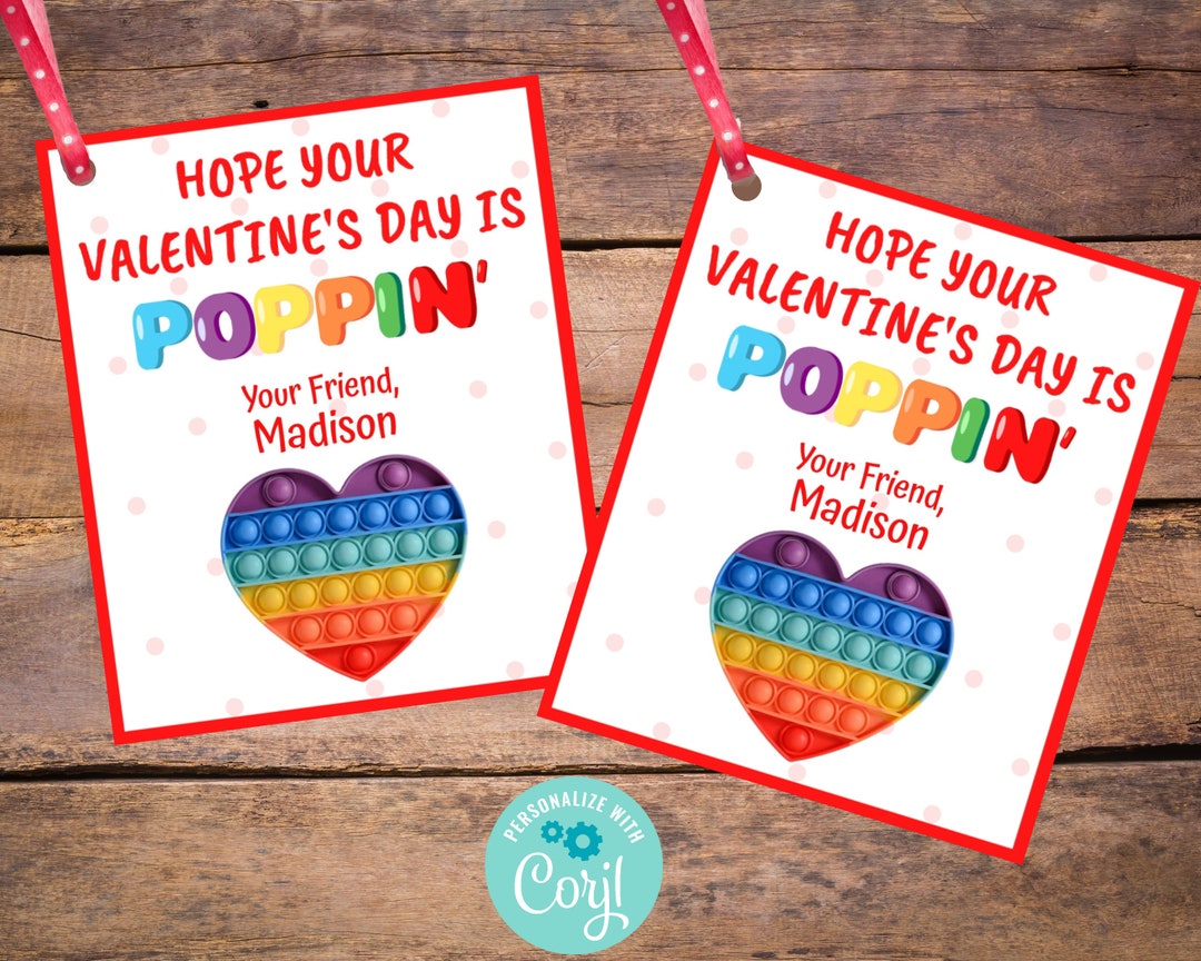 Pop It Valentine Tags, Kids School Valentine's Day Pop It Tags ...