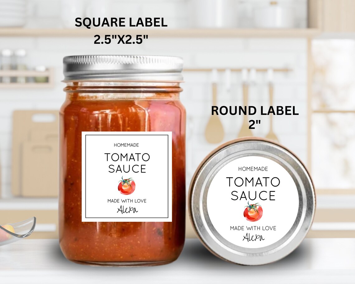 Tomato Sauce Label, Canning Labels, Modern Label, Custom Label ...
