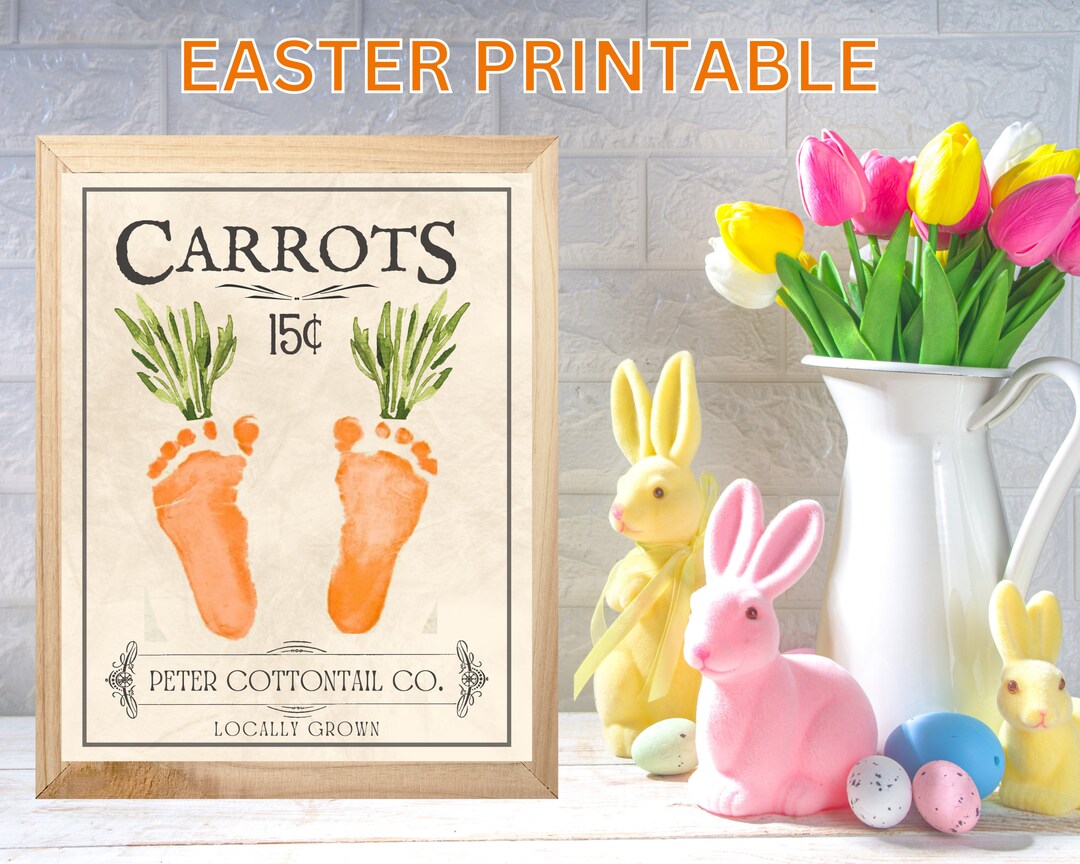 Farm Sign Carrot Patch Easter, Easter Footprints, Feet Art Craft, Kids ...