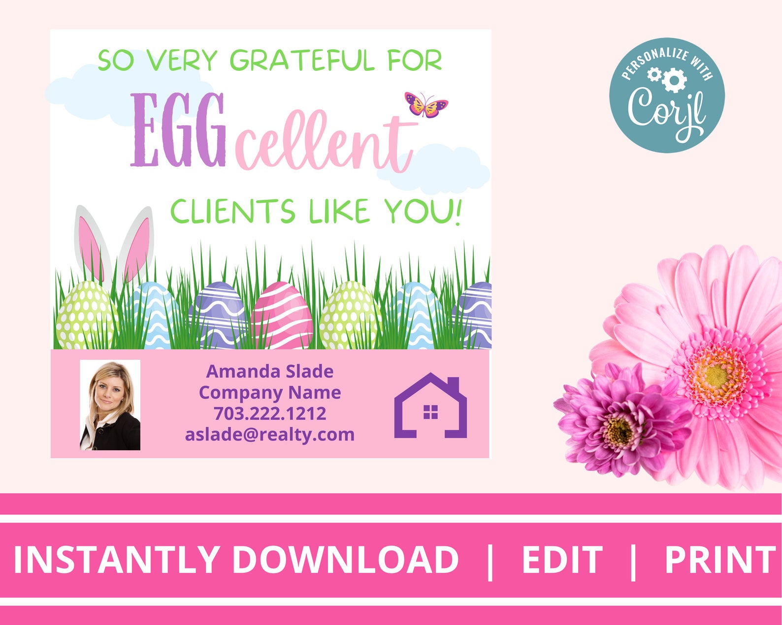 EASTER Spring Pop by Tags Referral Real Estate Printable Tag - Etsy