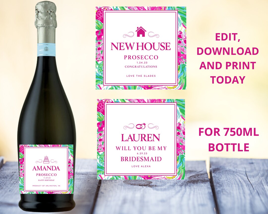 Custom Prosecco Label, Personalized Bridesmaid Gift (digital Download ...