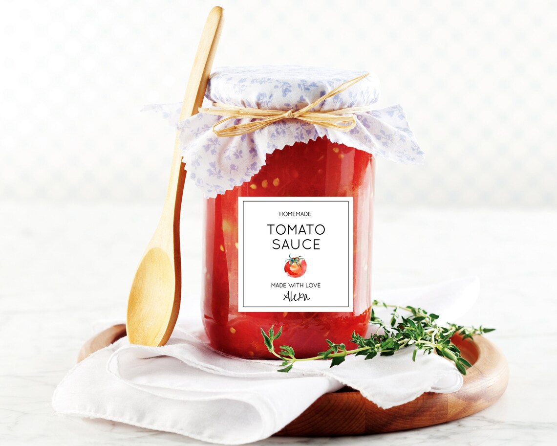 Tomato Sauce Label, Canning Labels, Modern Label, Custom Label ...