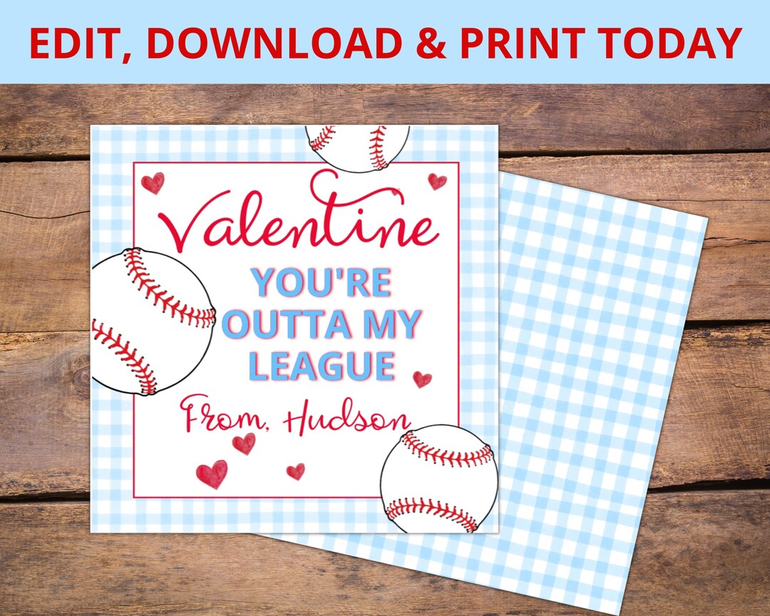 Watercolor Baseball Valentine, Sports Valentine, Valentine Treat Tag ...