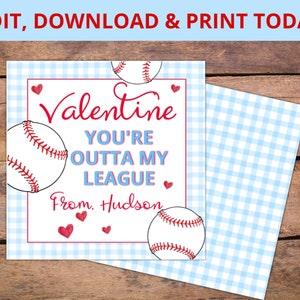 Watercolor Baseball Valentine, Sports Valentine, Valentine Treat Tag ...