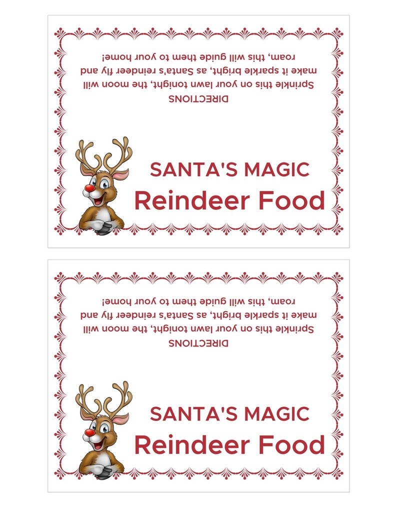 Santa's Magic Reindeer Food Printable Label | Magical Reindeer Food ...