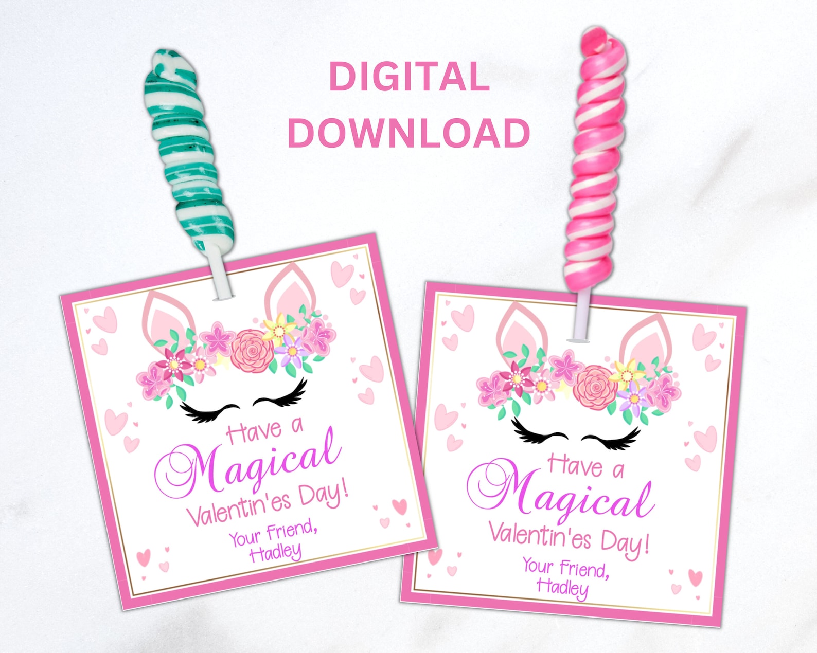Magical Rainbow Unicorn Valentine's Day Treat Tag, School Valentines ...