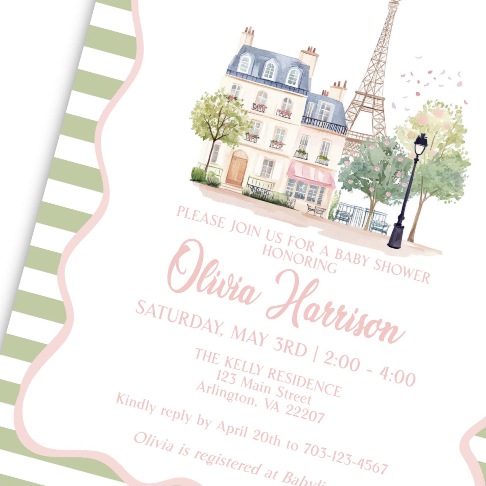 Bonjour Bebe Paris French Baby Shower Invitation - Etsy