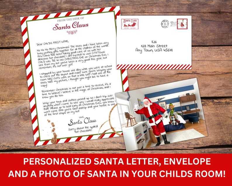 Editable Santa Letter and Envelope Personalized Letter From - Etsy